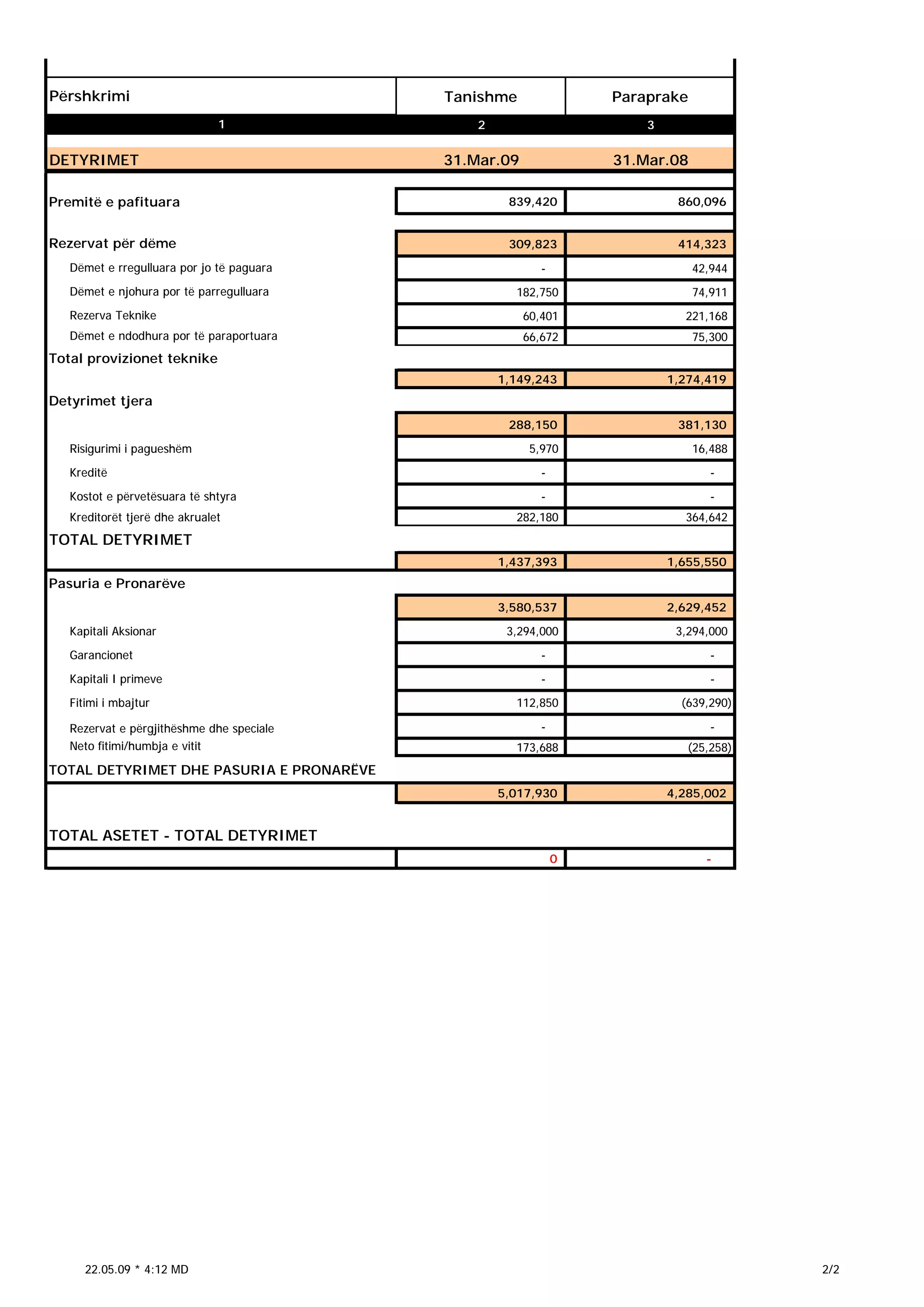 Bilanci i gjendjes | PDF