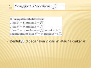 Bilangan Berpangkat dan Bentuk Akar (Eksponen) | PPTX