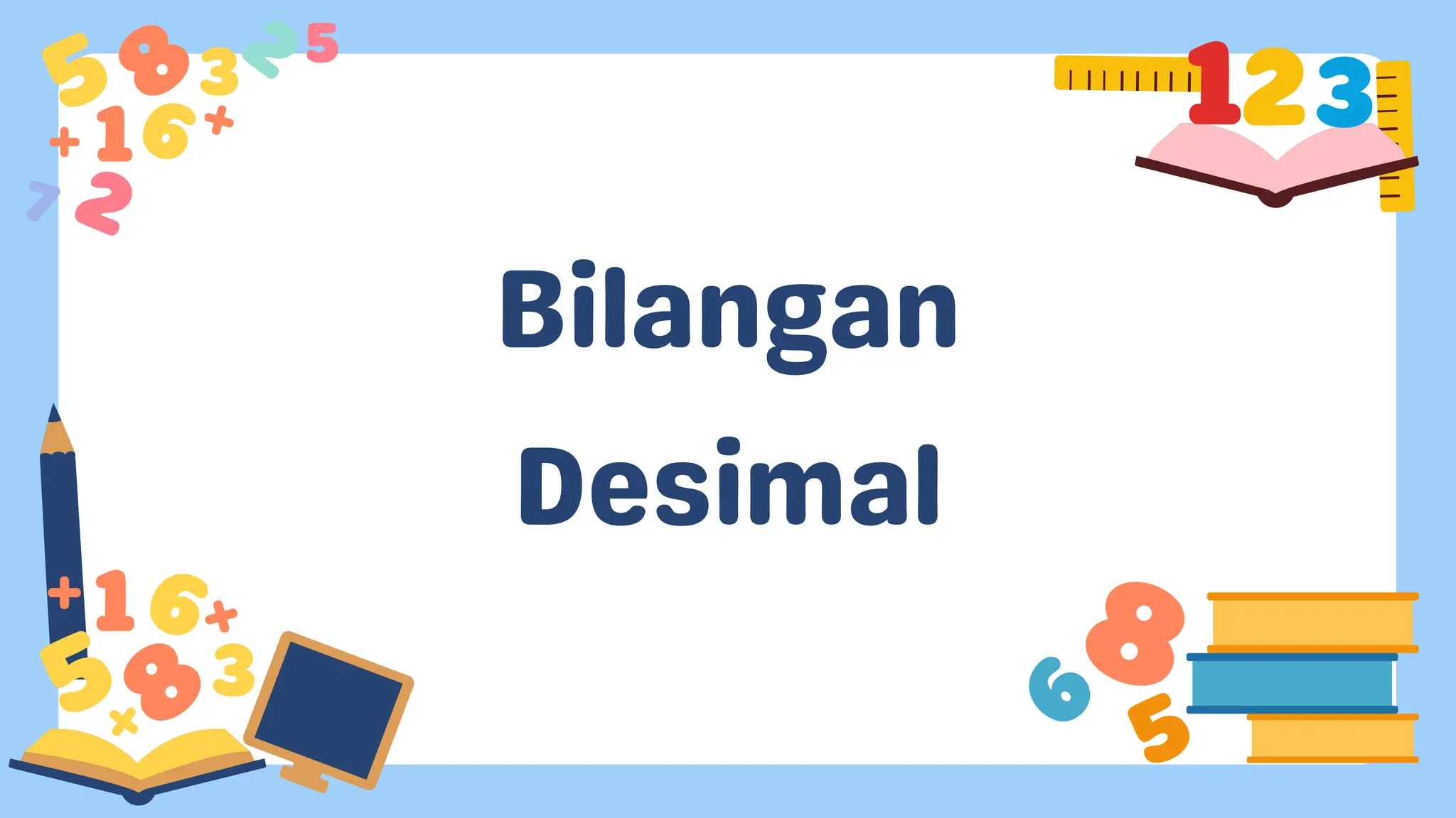 Bilangan Desimal Presentasi Operasi Hitung Matematika Angka Biru Putih ...
