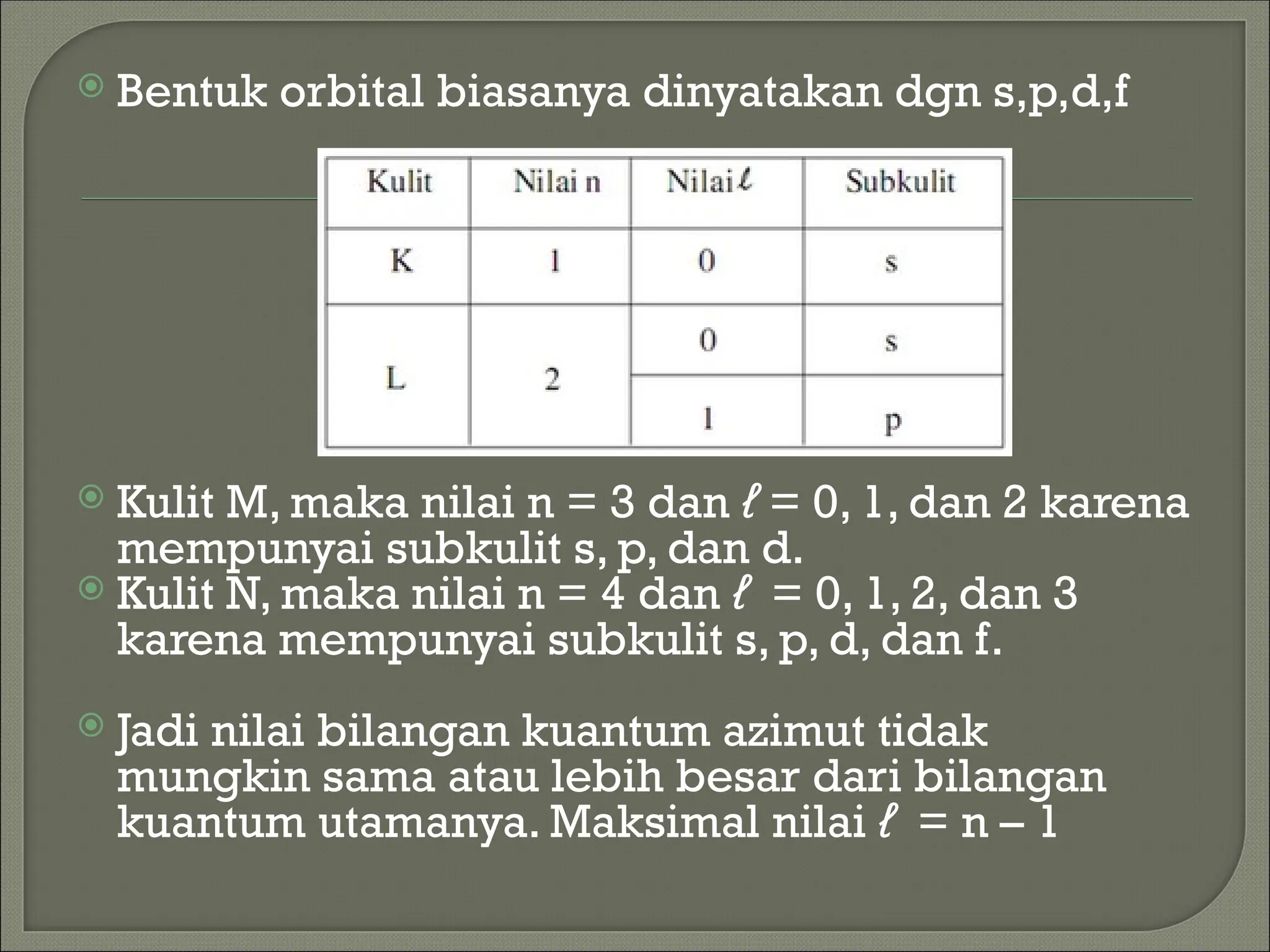 BILANGAN KUANTUM (UTAMA; AZIMUT; MAGNETIK; SPIN) | PPT