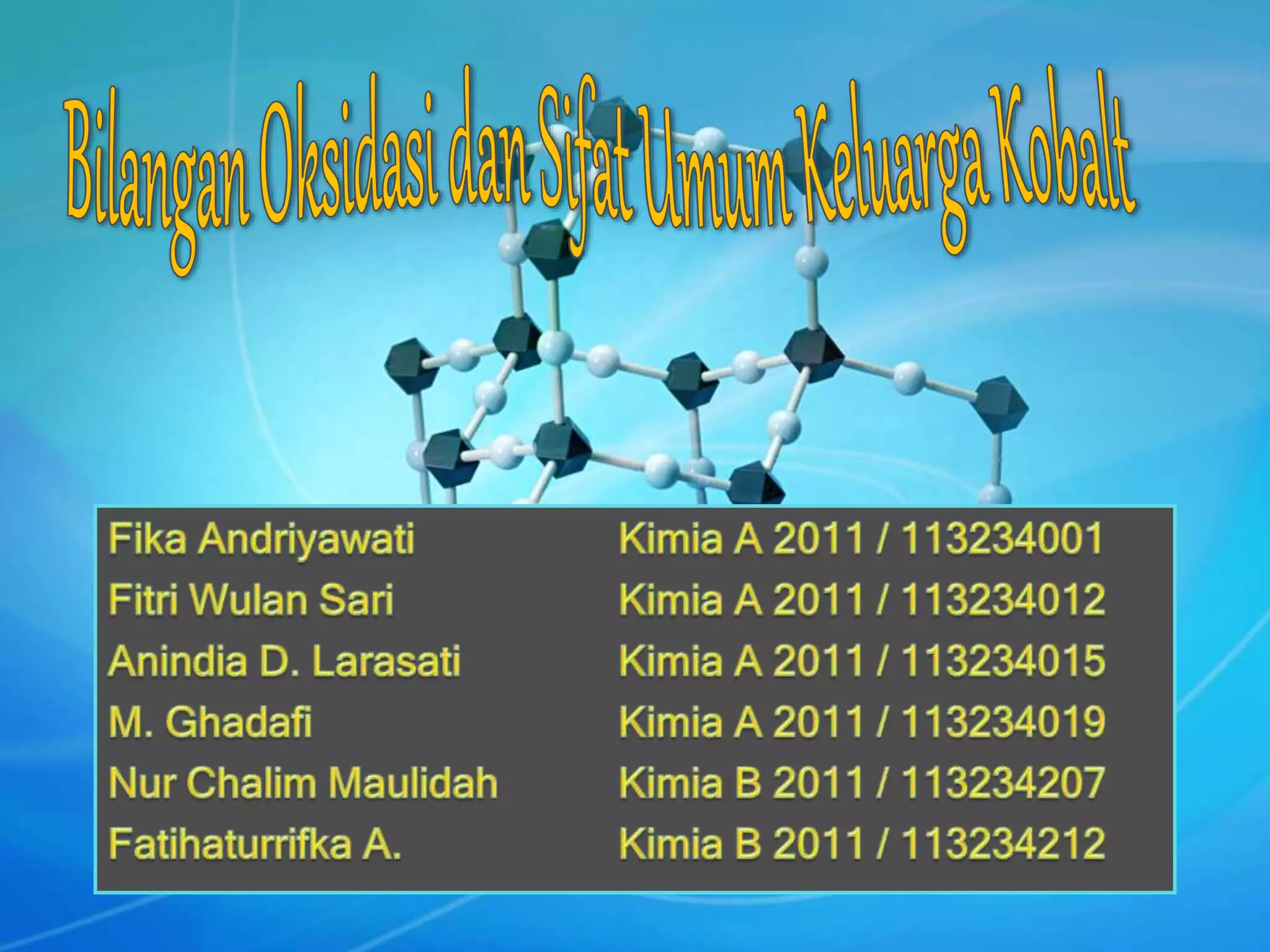 Bilangan Oksidasi dan Sifat Umum Keluarga Kobalt | PPTX