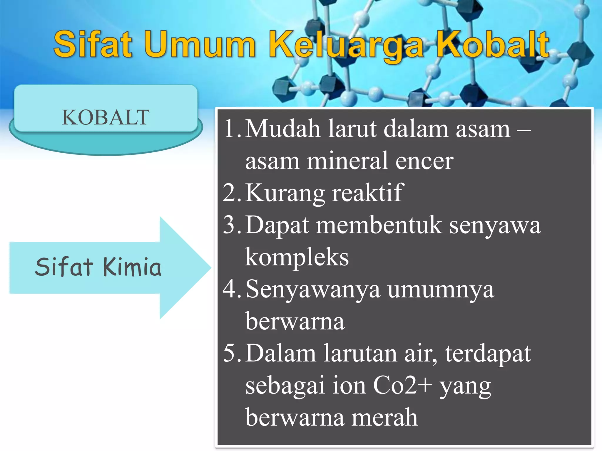 Bilangan Oksidasi dan Sifat Umum Keluarga Kobalt | PPTX