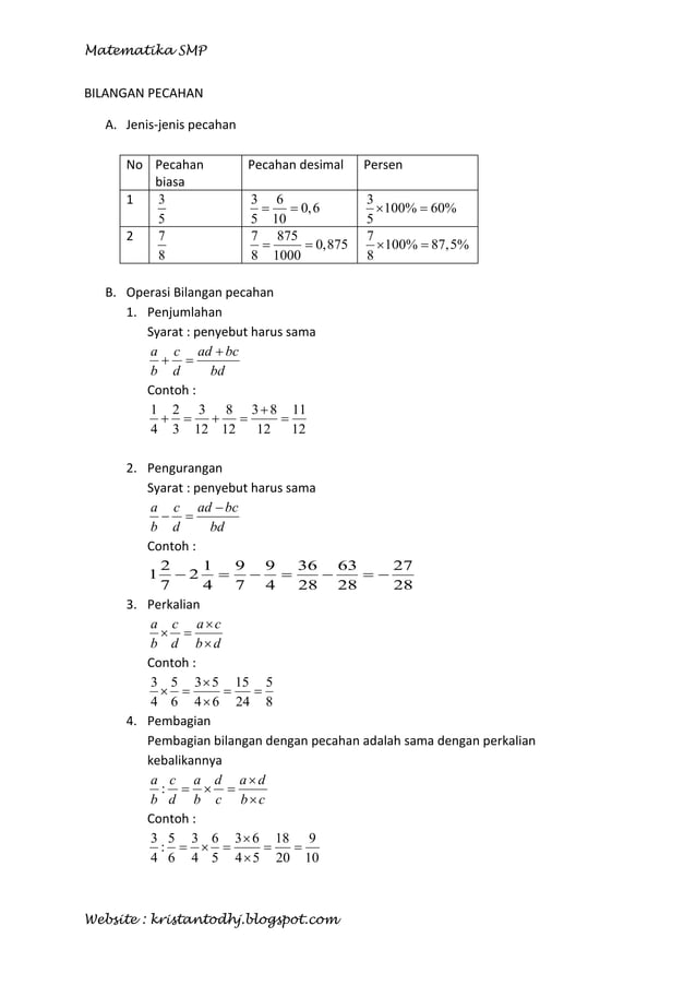 Bilangan pecahan | DOCX