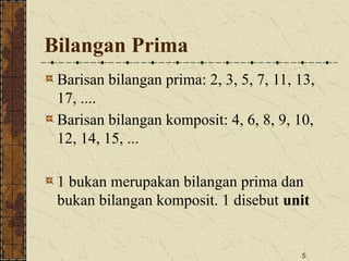 Materi Bilangan Prima di mata kuliah teori bilangan | PPTX