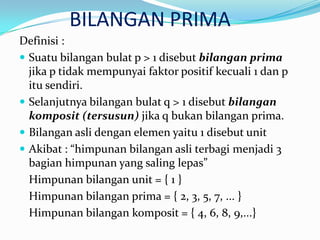 Bilangan prima dan tfm ( teori & aplikasi ) | PPTX