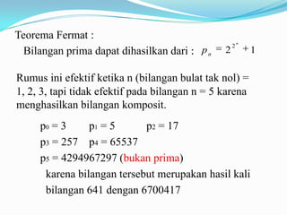 Bilangan prima dan tfm ( teori & aplikasi ) | PPTX
