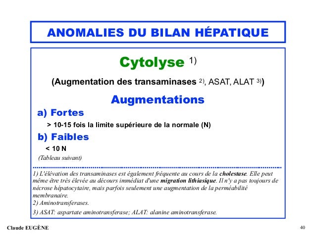 ANOMALIES DU BILAN HEPATIQUE Conduite à tenir