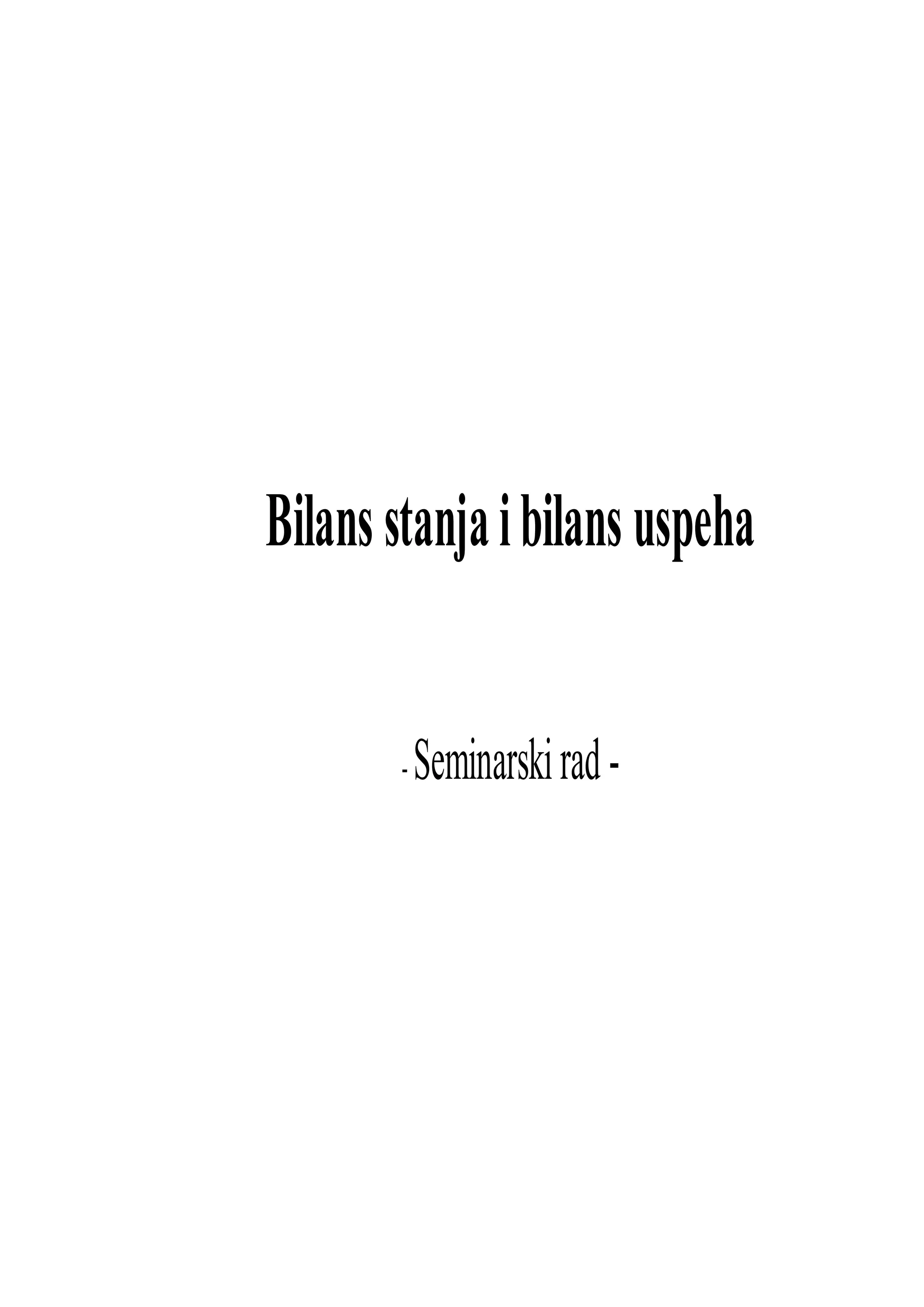 Bilans stanja i bilans uspeha | DOC