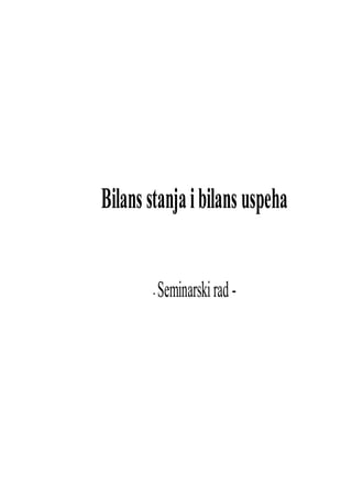 Bilans stanja i bilans uspeha | DOC