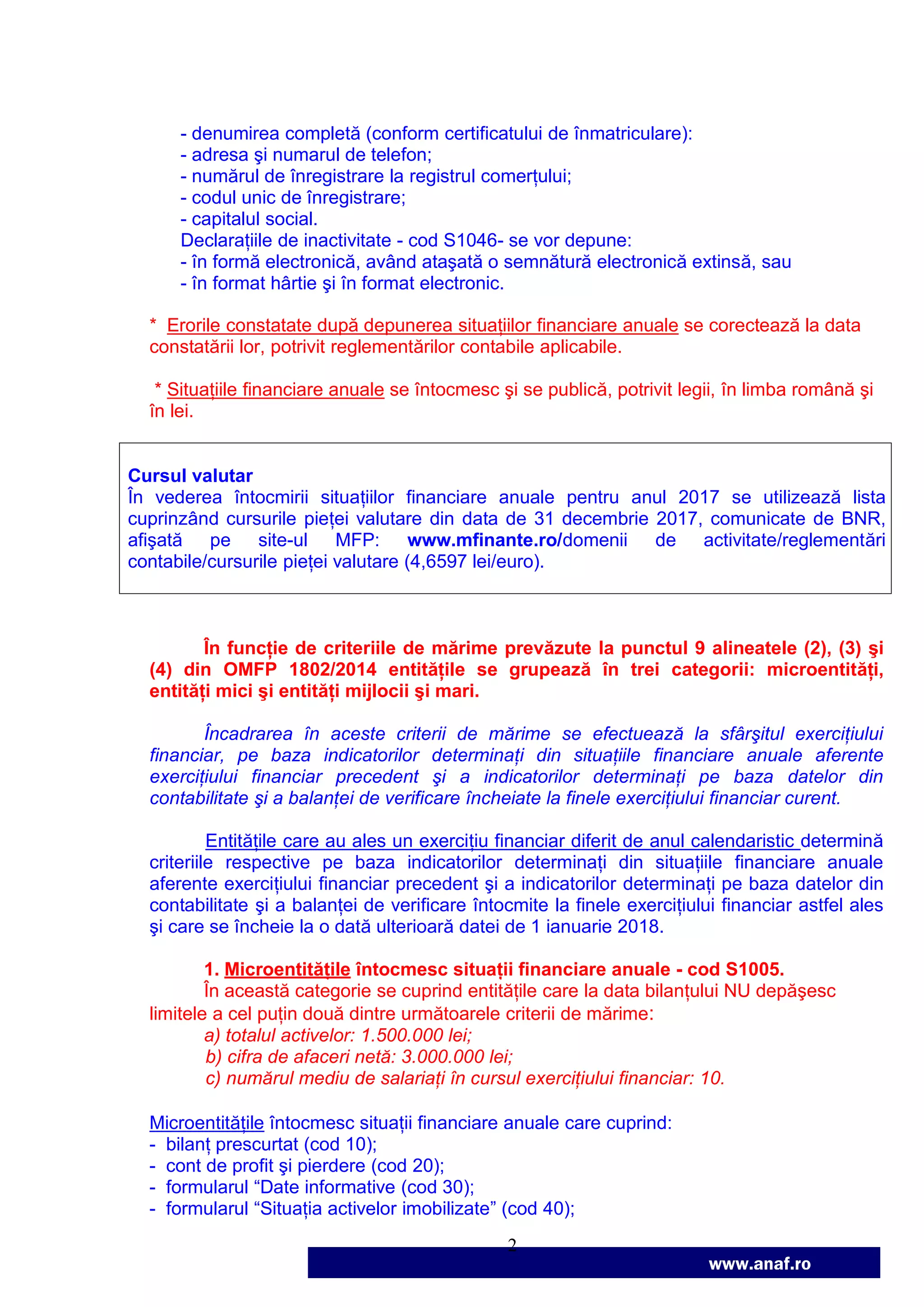 Bilanturi 2017 - ANAF | PDF