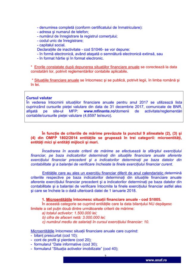 Bilanturi 2017 - ANAF | PDF