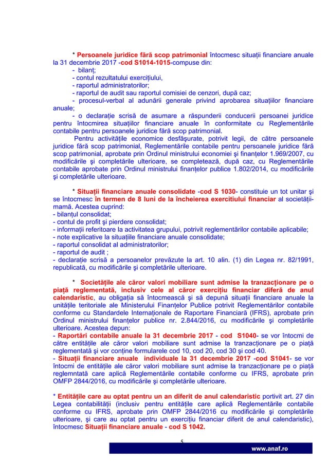 Bilanturi 2017 - ANAF | PDF