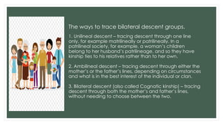 determinants of bilateral descent groups | PPT