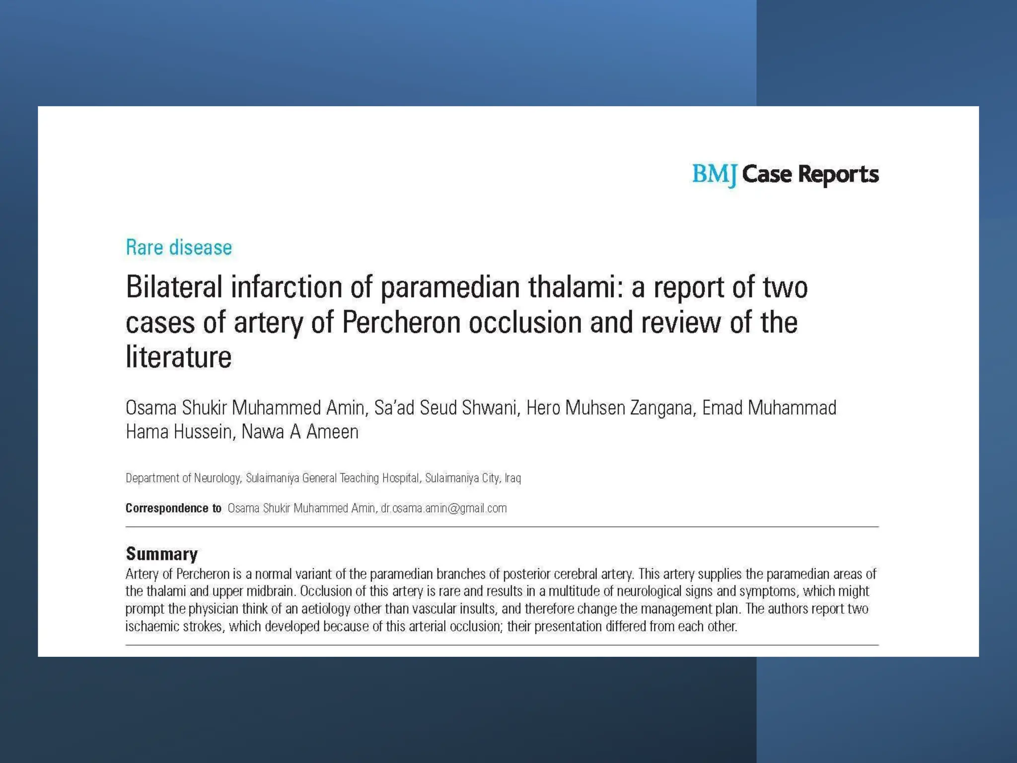 Bilateral Percheron artery occlusion, two cases | PPTX