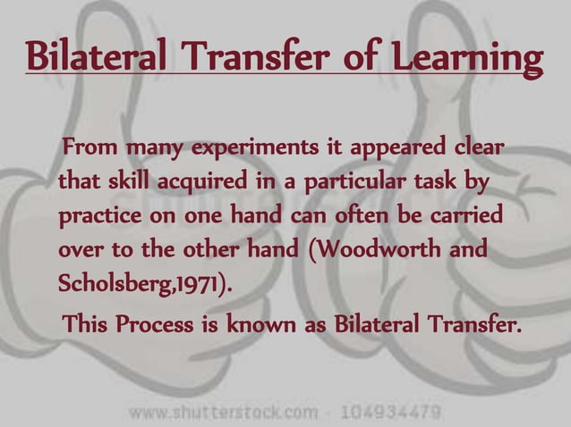 Bilateral transfer of learning | PPTX | Education