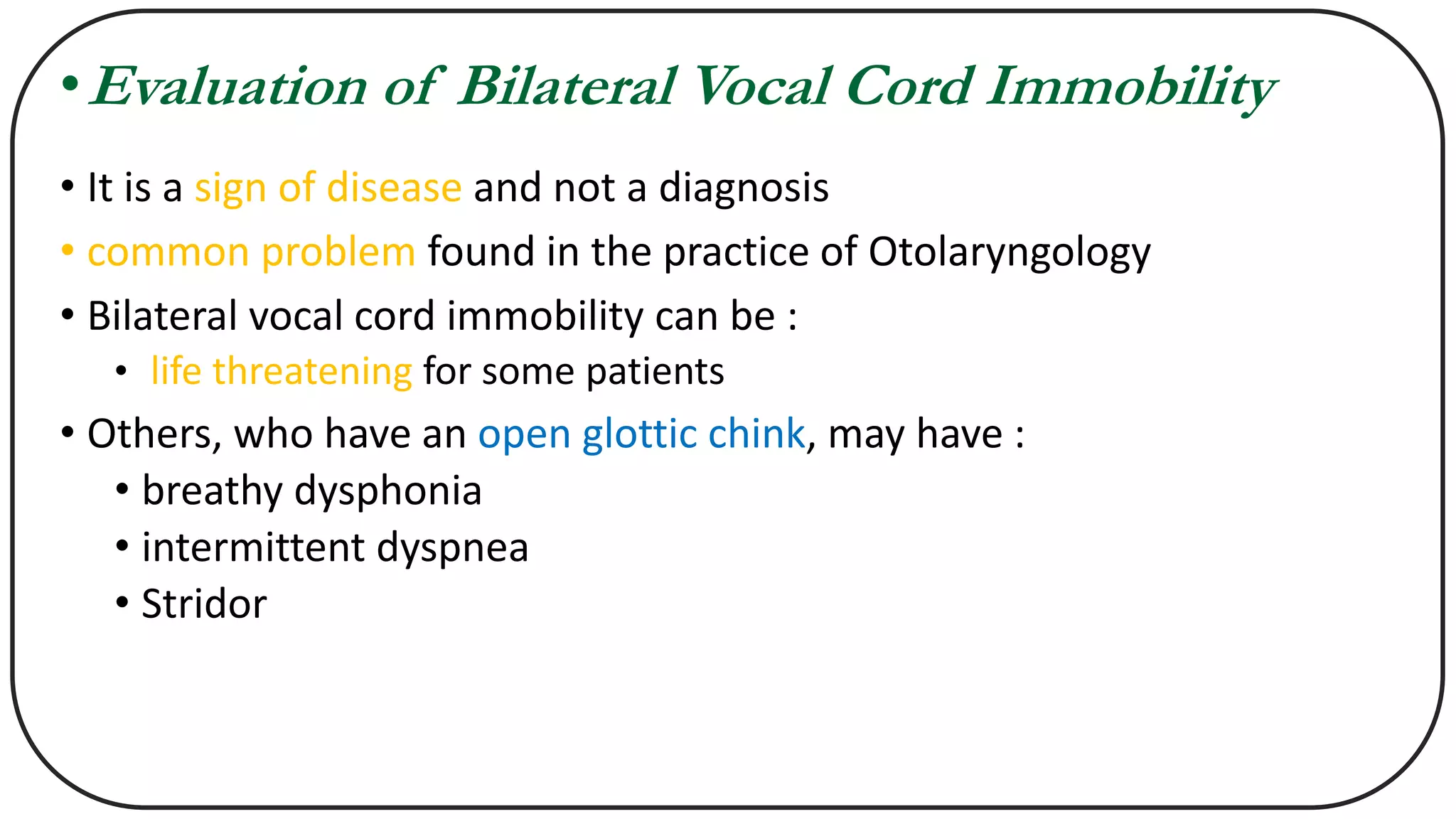 Bilateral TVC paralysis Dr. M. Erami | PDF
