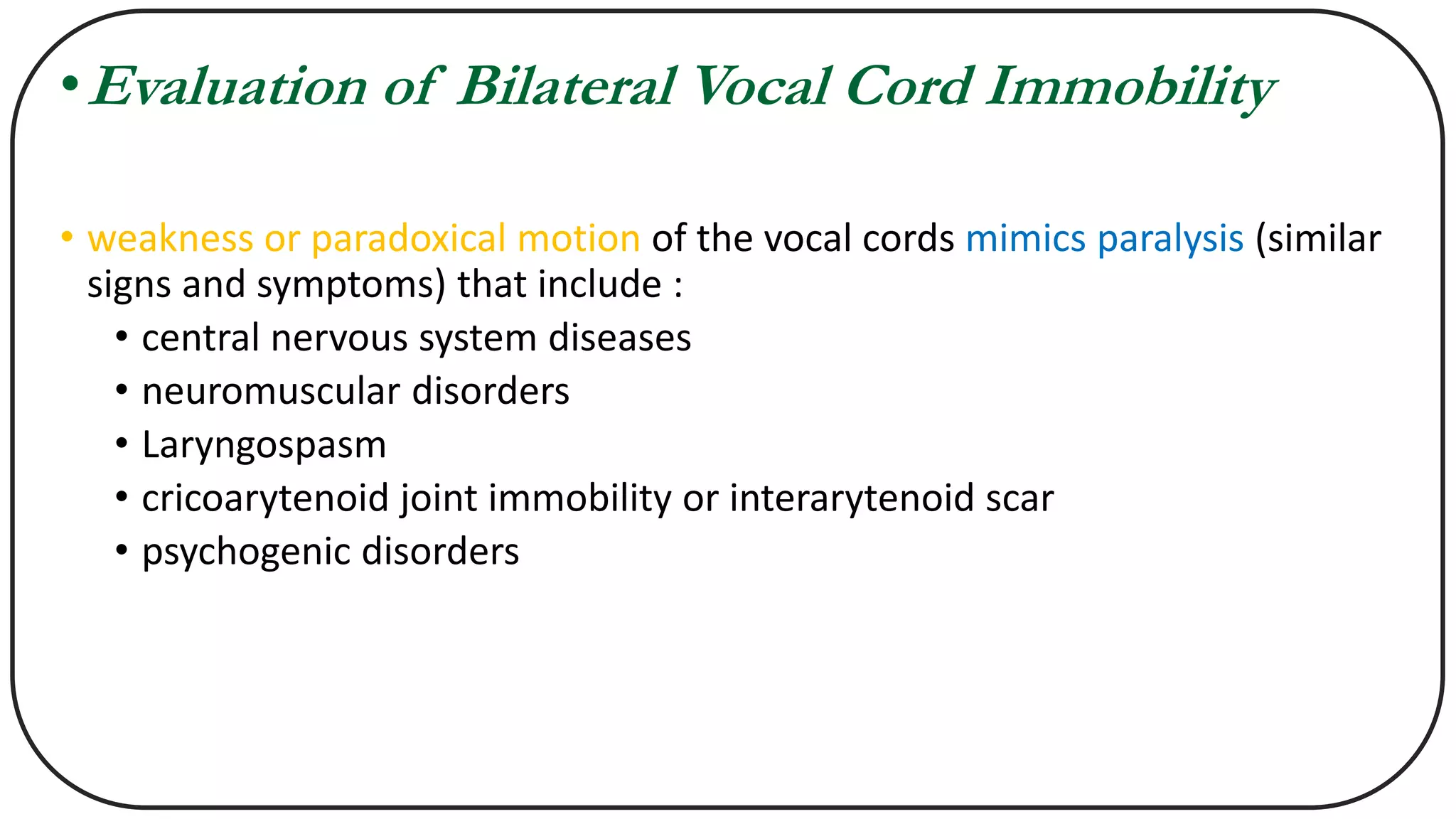 Bilateral TVC paralysis Dr. M. Erami | PDF