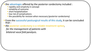 Bilateral TVC paralysis Dr. M. Erami | PDF