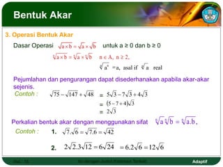 bil berpangkat dan Bentuk Akar materi smp | PPT