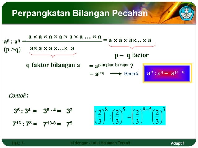 bil berpangkat dan Bentuk Akar materi smp | PPT