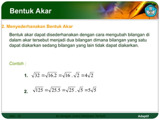 bil berpangkat dan Bentuk Akar matematika | PPT
