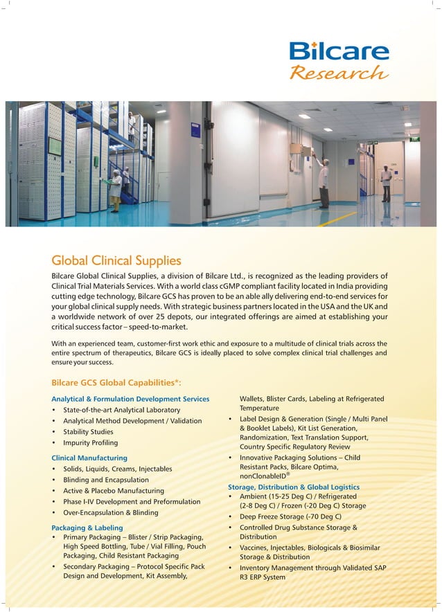 Bilcare gcs leaflet | PDF | Pharmaceutical Industry | Industries
