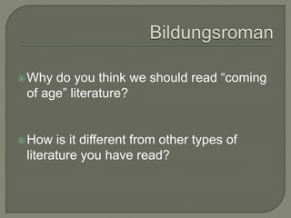 Bildungsroman | PPTX | Fiction | Books and Literature