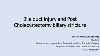 Bile Duct Injury and Post Cholecystectomy Biliary Stricture | PPT