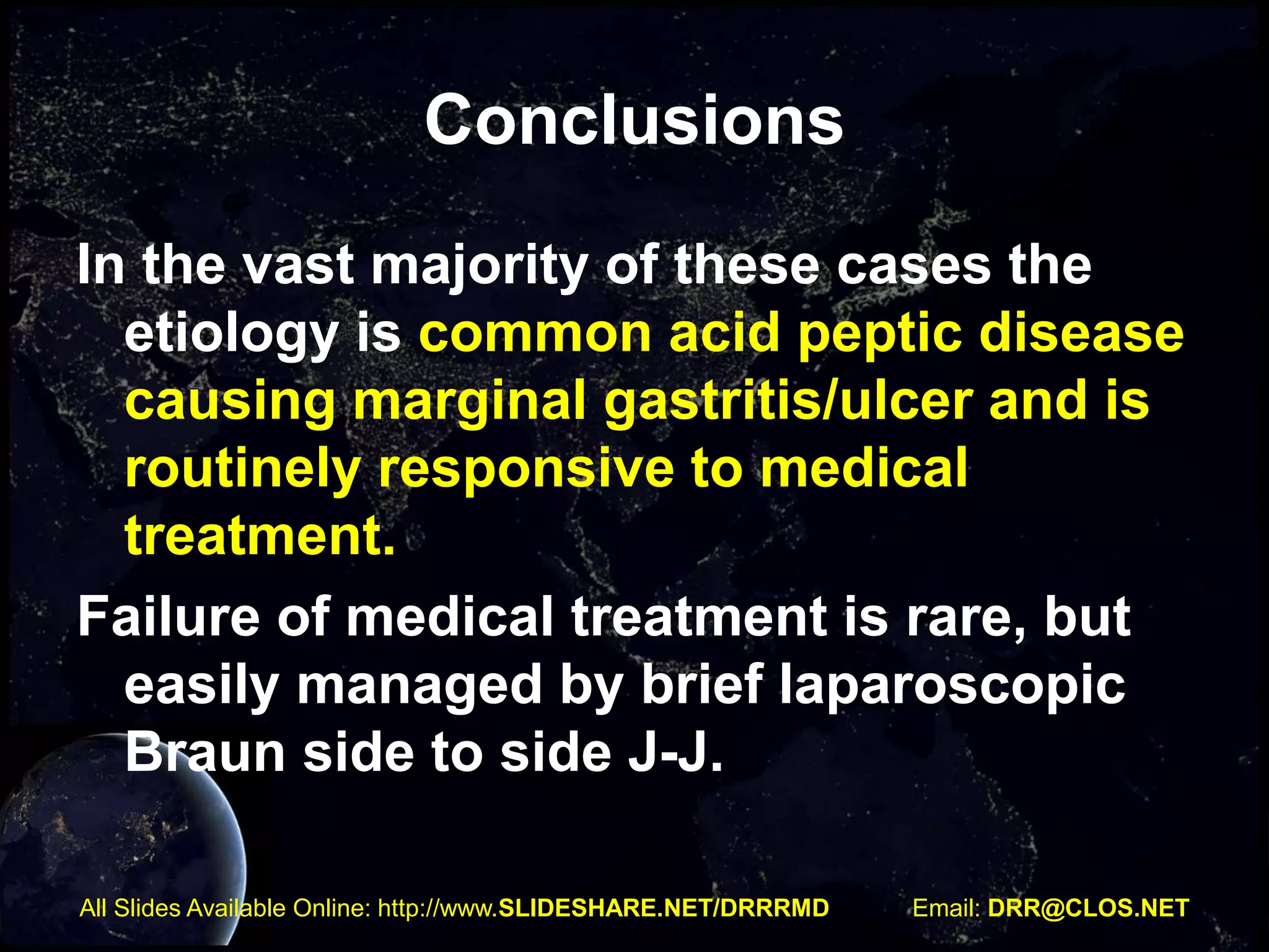 Bile reflux gastritis and marginal ulcer | PPTX