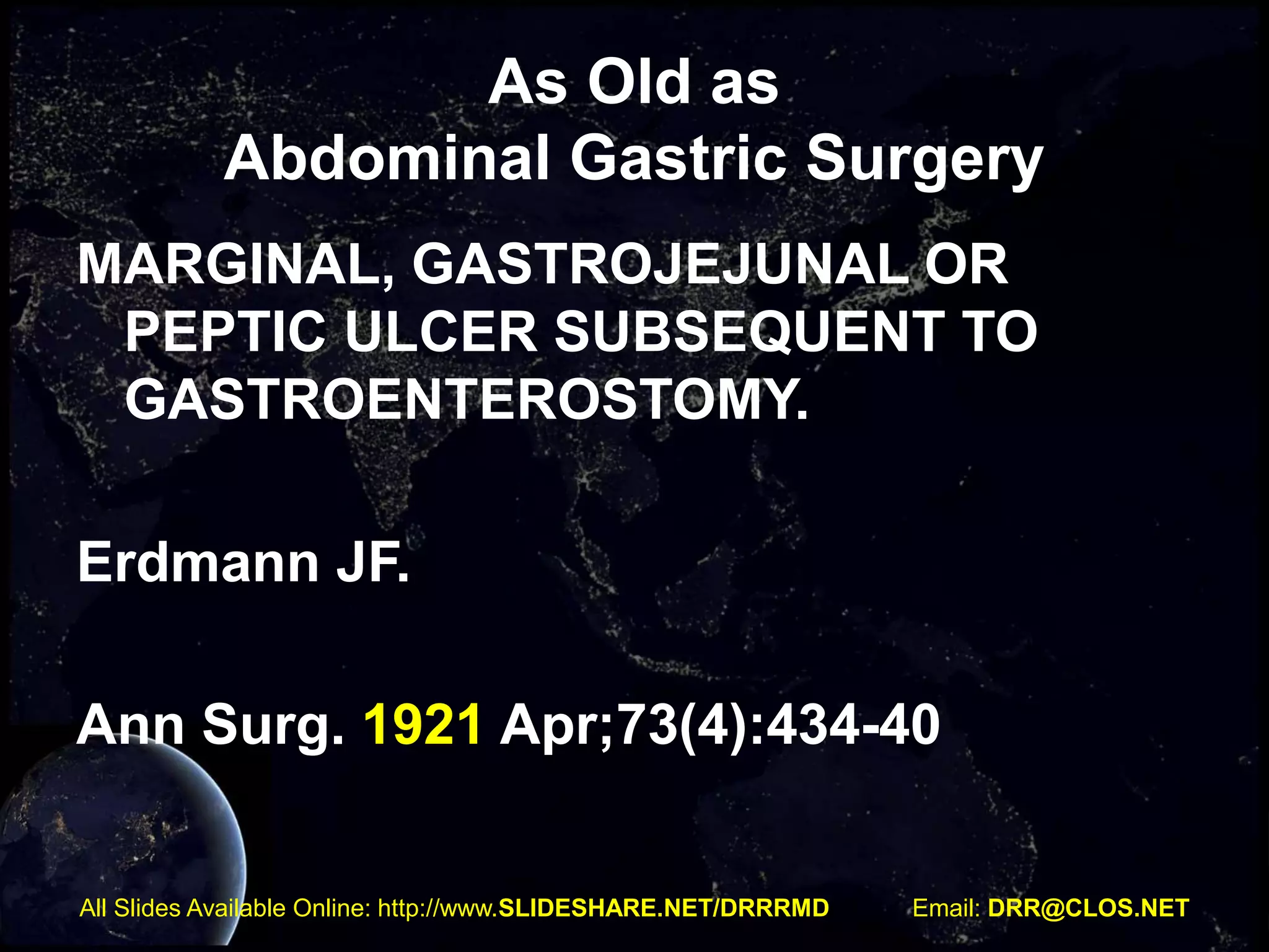 Bile reflux gastritis and marginal ulcer | PPTX