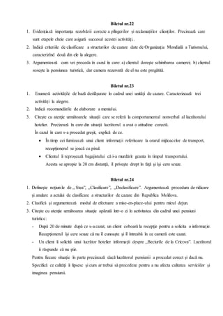 Bilete la instruire anul ii stagiul de practica | PDF