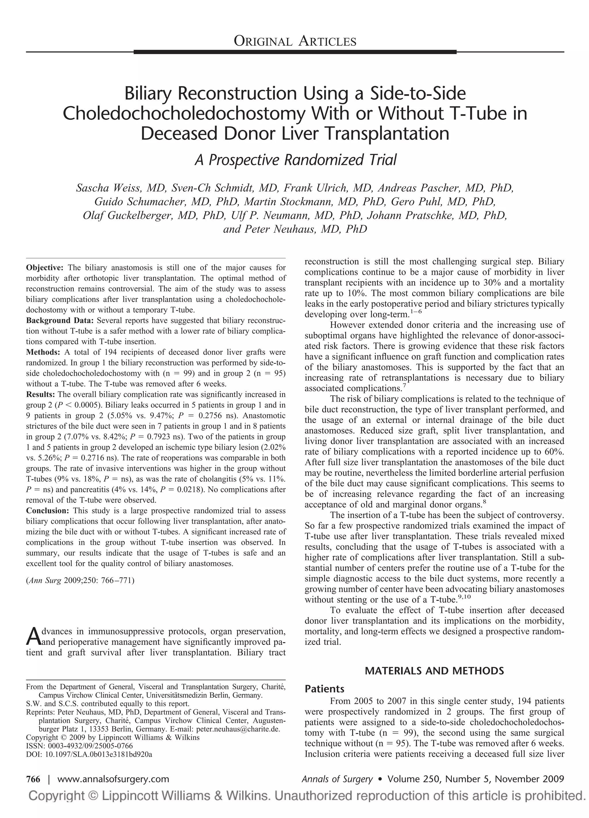 Biliary Reconstruction Side To Side Choledochocholedochostomy | PDF