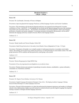 2013 Bilingual/ESL Conference Program | PDF