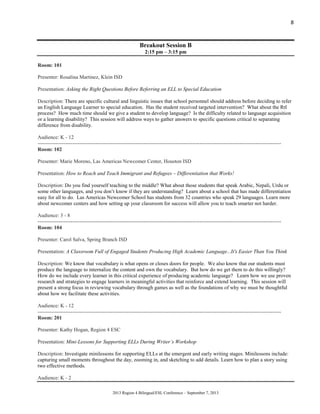 2013 Bilingual/ESL Conference Program | PDF