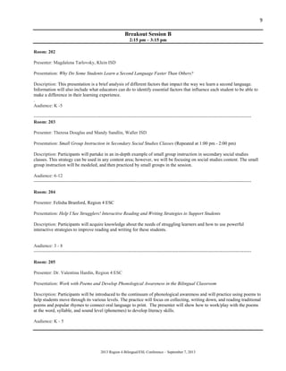 2013 Bilingual/ESL Conference Program | PDF