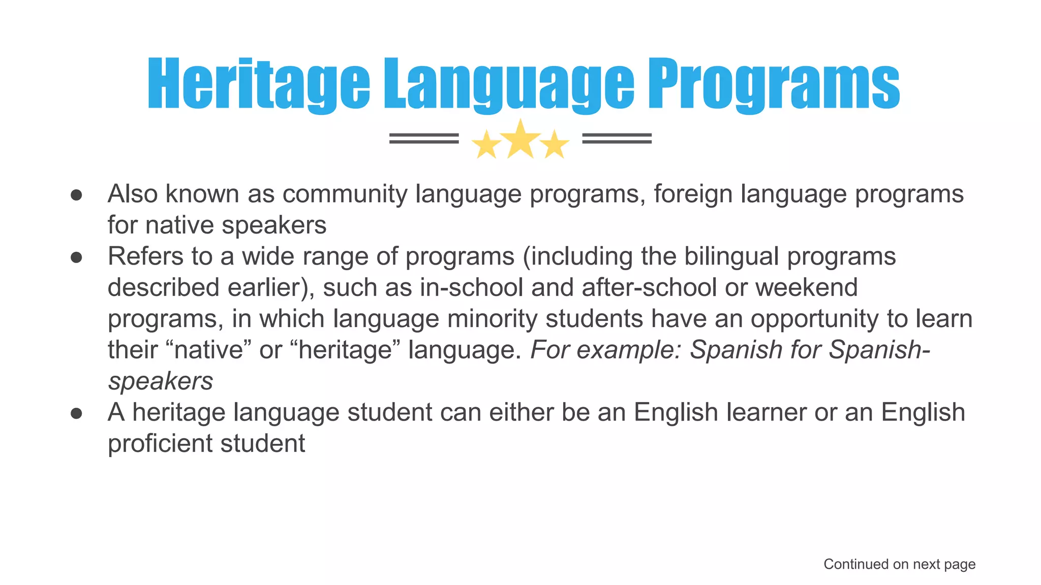 Bilingual Education Programs | PPTX