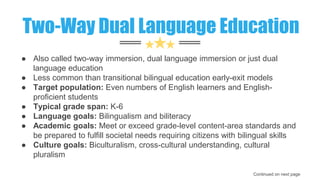 Bilingual Education Programs | PPTX