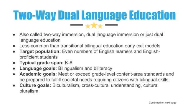 Bilingual Education Programs | PPTX | Special Education | Education