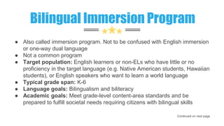 Bilingual Education Programs | PPTX