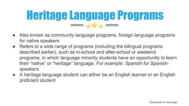 Bilingual Education Programs | PPTX | Special Education | Education