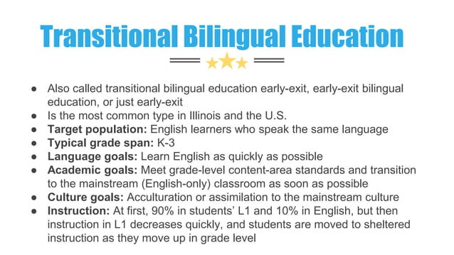 Bilingual Education Programs | PPTX | Special Education | Education