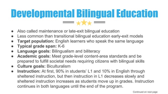 Bilingual Education Programs | PPTX | Special Education | Education