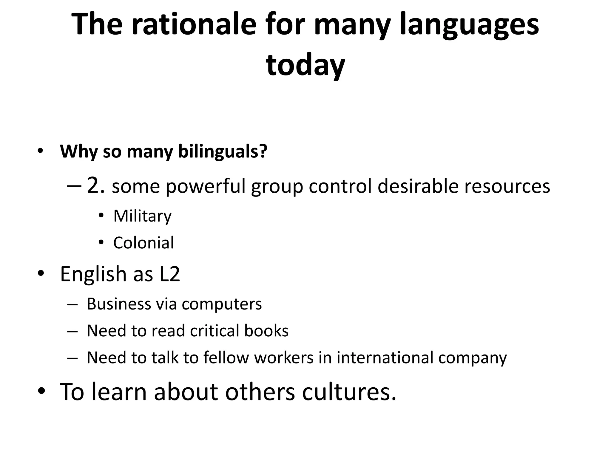 Bilingualism why so many languages | PPT