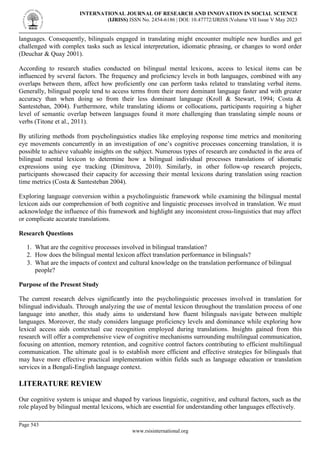 Bilingual Mental Lexicon and Translation: A Psycholinguistic Study of ...