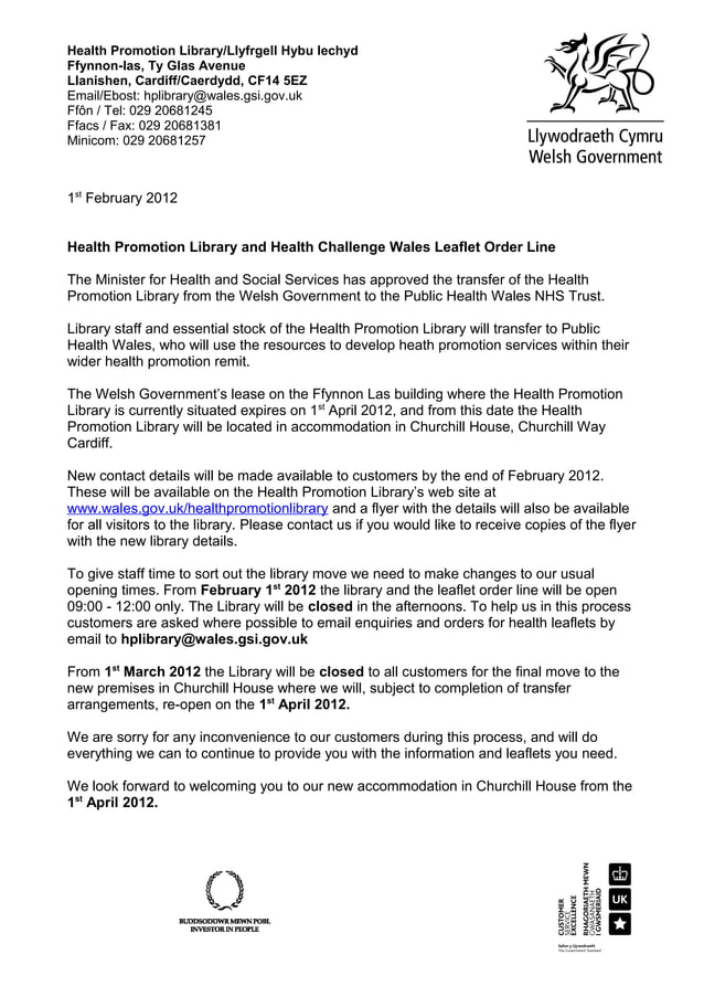 Health Promotion Library and Health Challenge Wales Leaflet | PDF
