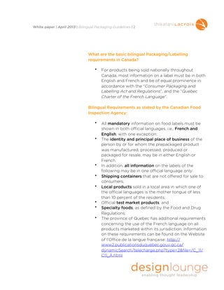 Bilingual packaging guidelines in Canada | PDF