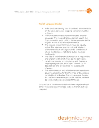 Bilingual packaging guidelines in Canada | PDF
