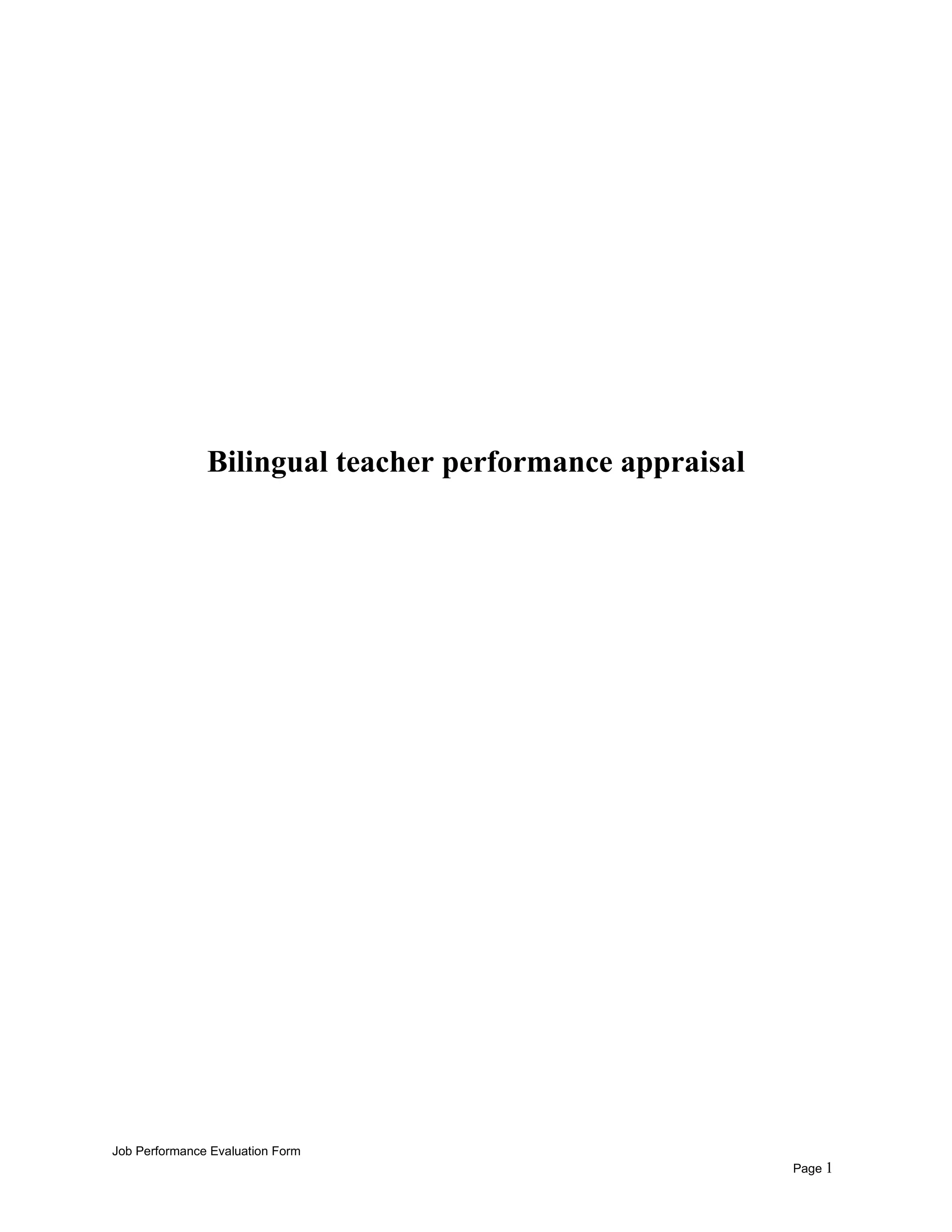 Bilingual teacher performance appraisal | PDF