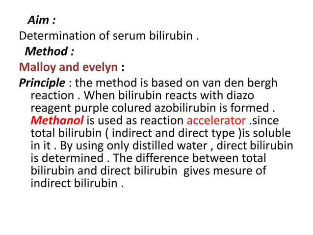 Bilirubin estimation .ppt | Blood Disorders | Diseases and Conditions