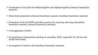 Bilirubin metabolism, Hemolytic anemia-classification and lab diagnosis ...